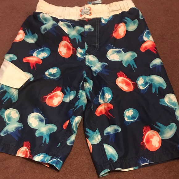 OP | Swim | Op L Red And Blue Jellyfish Swimsuit Velcro Pocket ...